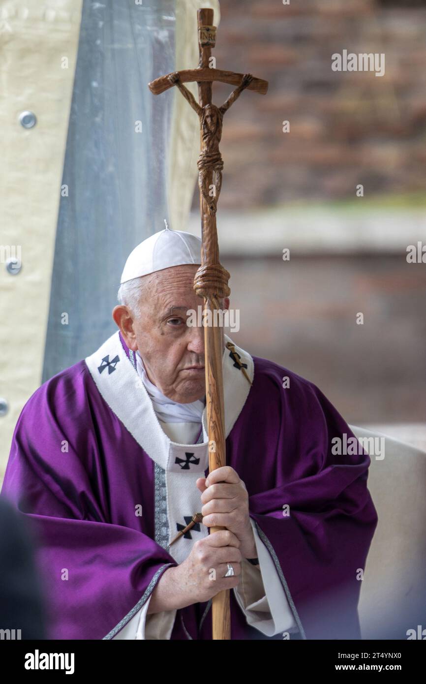Rome, Italy, 2 November 2023. Pope Francis leads a Mass for all dead ...