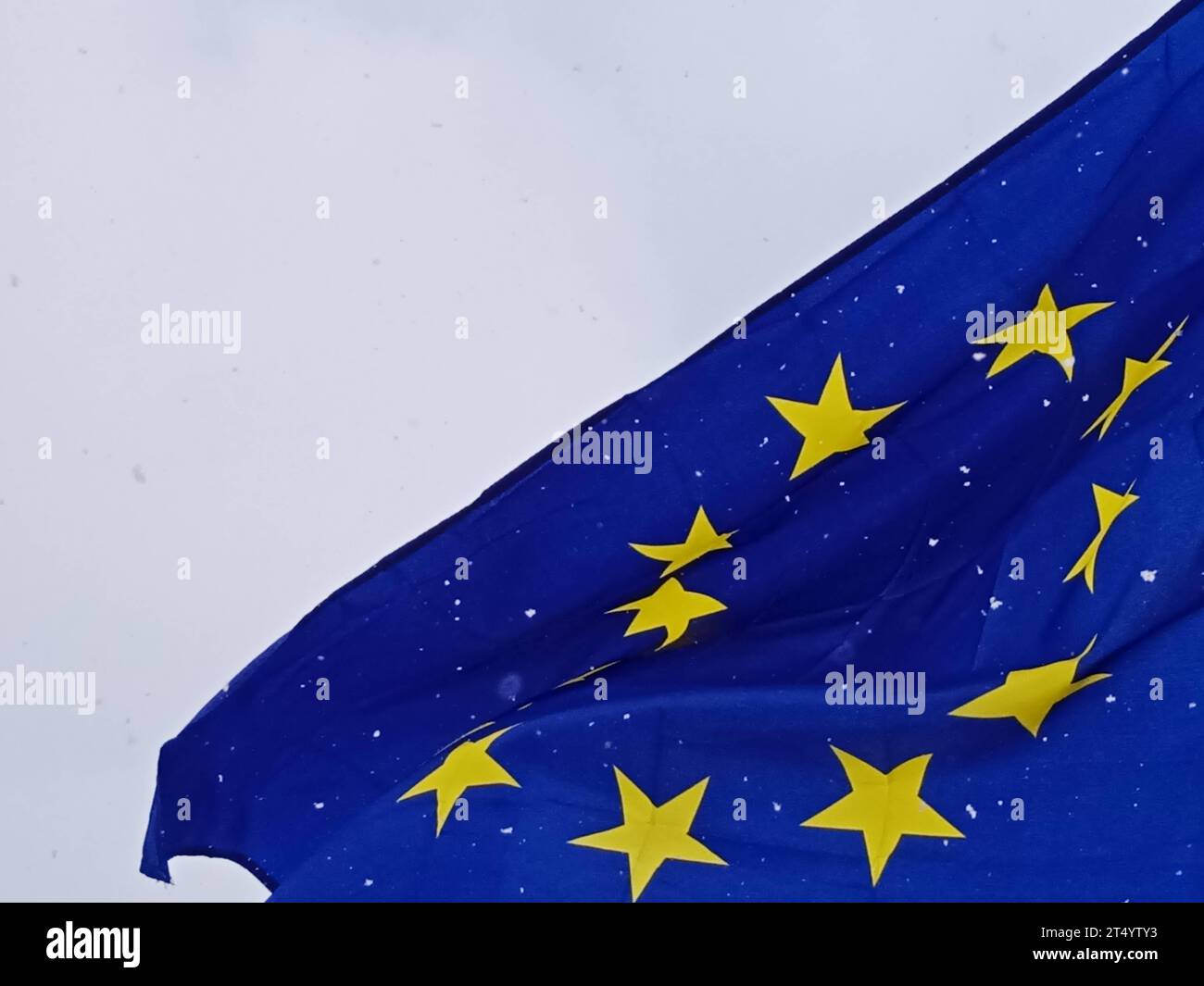 European Union flag, blue flag with yellow stars representing the EU ...