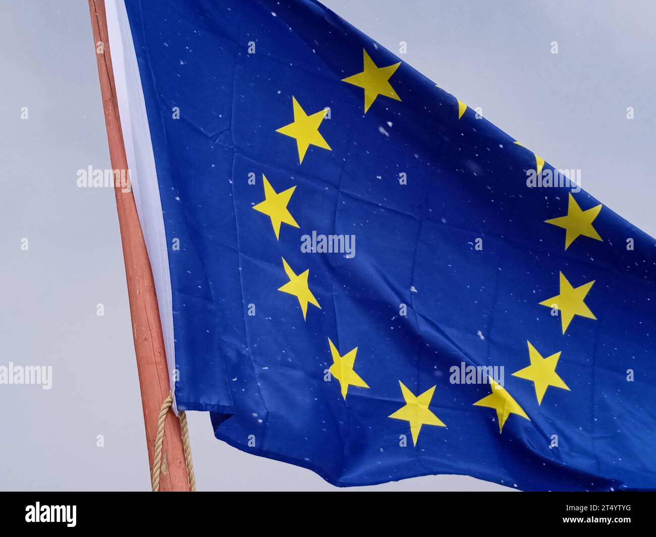 European Union flag, blue flag with yellow stars representing the EU ...