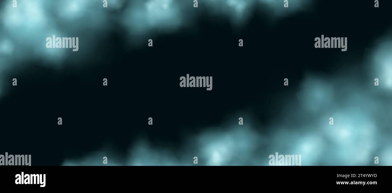 Blue green neon smog frame background. Abstract glowing fog cloud ...