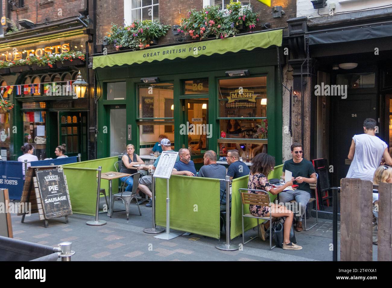Facade and terrace of Mother Mash restaurant who served great British ...