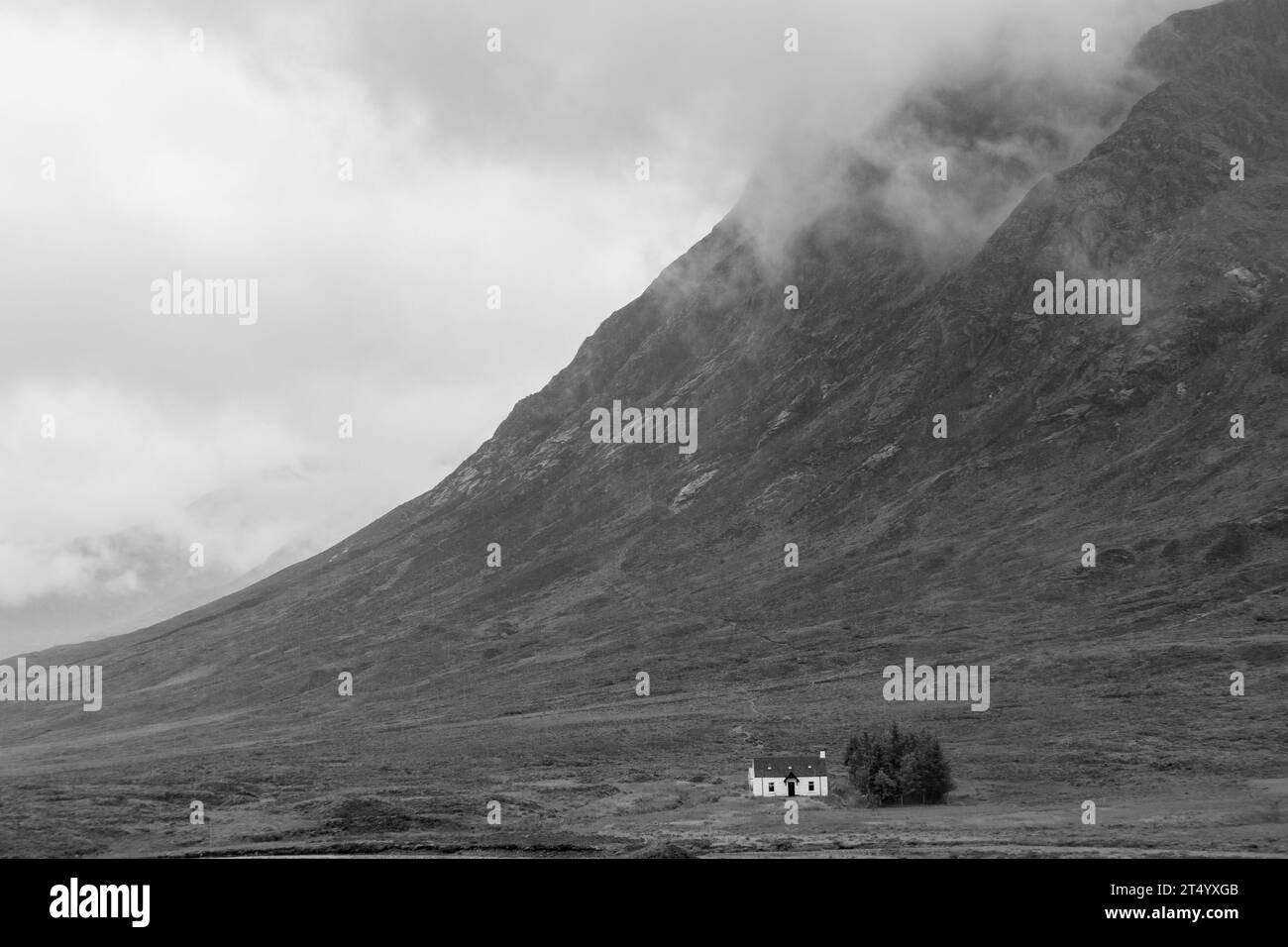 A typical country house in the Highlands on a rainy day, Scotland, UK ...