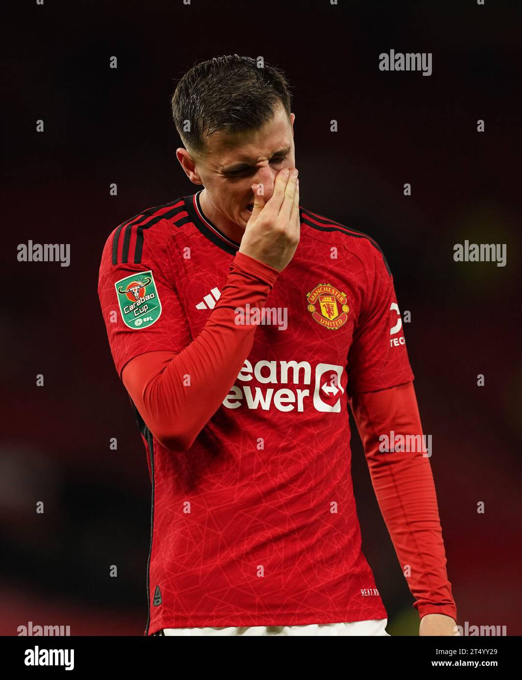 Manchester United's Mason Mount reacts following the Carabao Cup fourth ...