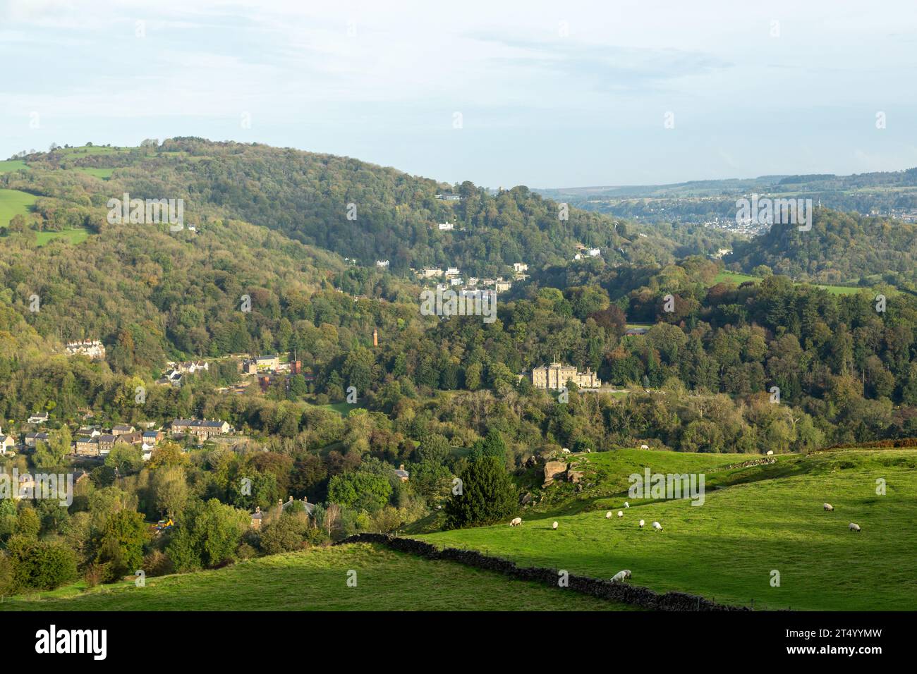 Matlock Bath seen from the High Peak Trail in the Derbyshire Dales ...