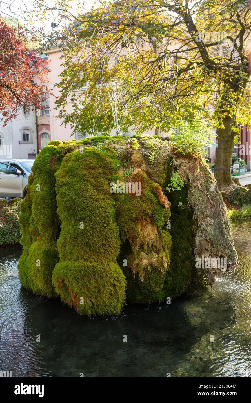 The Moss covered fountain in the Fish Pond in Matlock Bath, Derbyshire ...