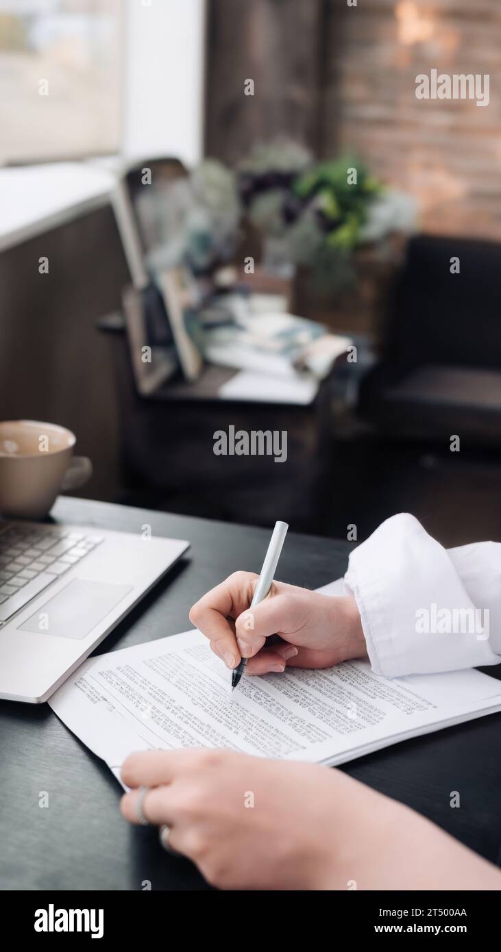 Young Woman's Hand Signing Official Document. Business, Legal, Finance ...