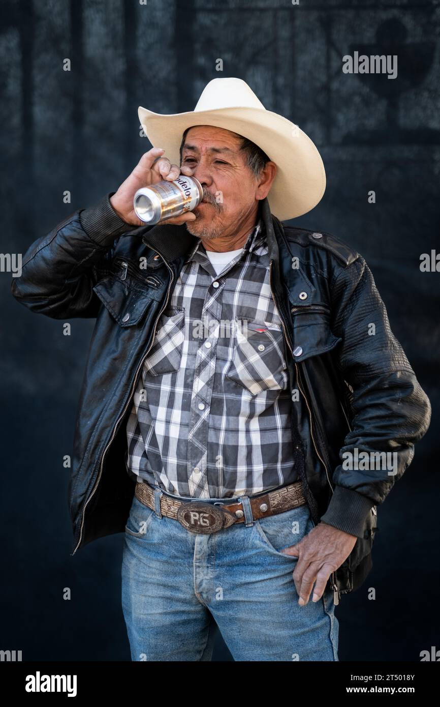 A Mexican cowboy taking part in the annual four-day Cabalgata de Cristo ...