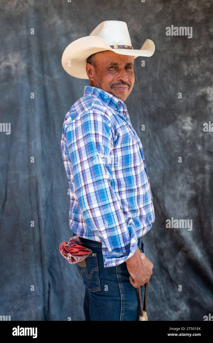 A Mexican cowboy taking part in the annual four-day Cabalgata de Cristo ...