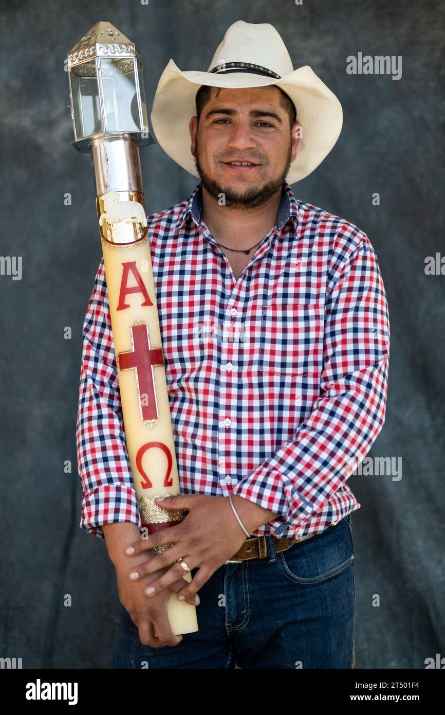 A Mexican cowboy taking part in the annual four-day Cabalgata de Cristo ...