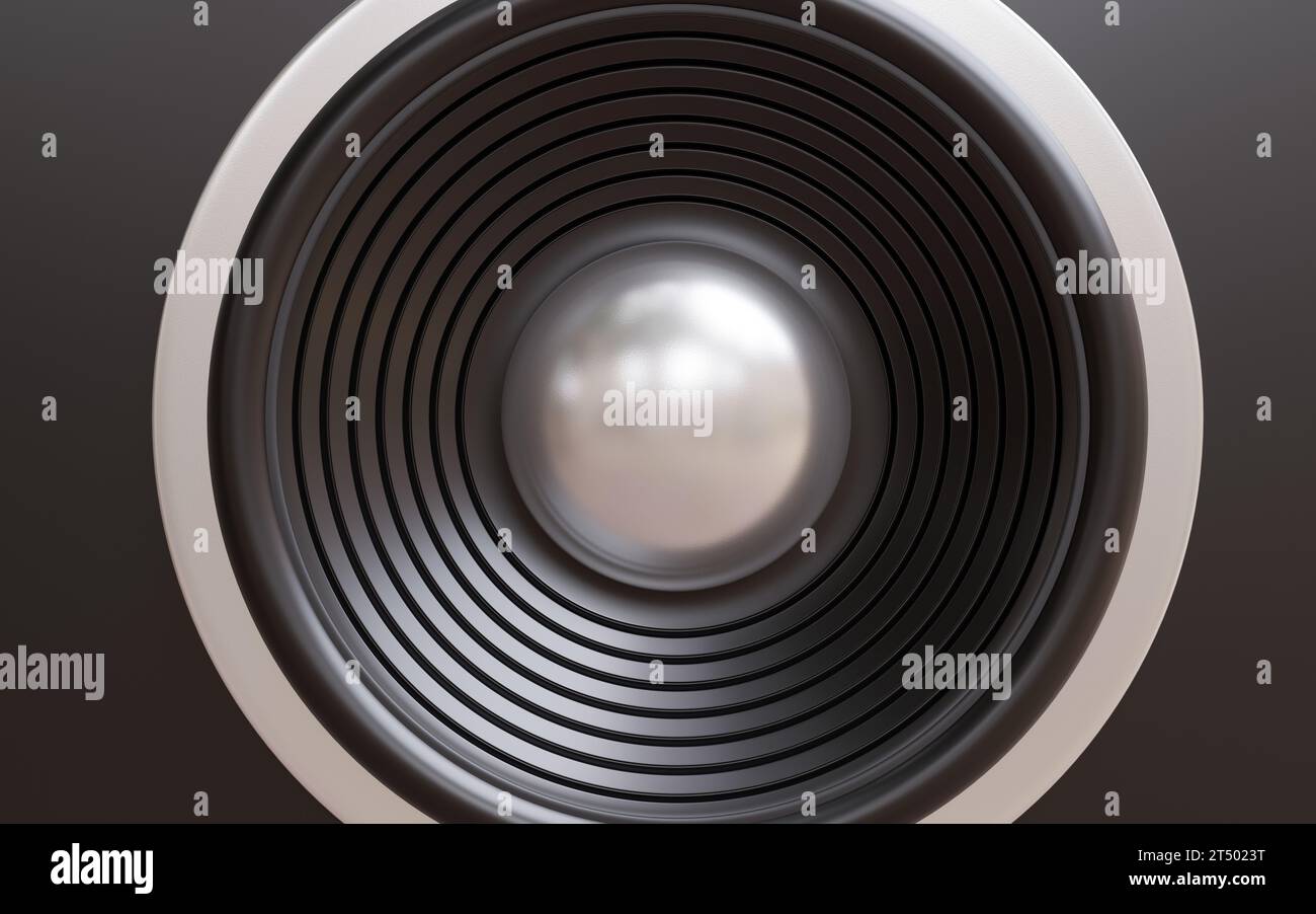 Round speaker, Black with Silver frame Loudspeaker on black background ...