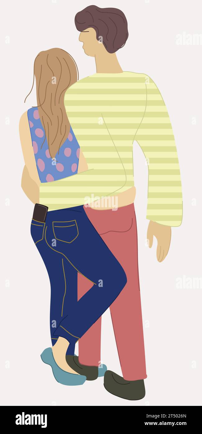 Couple standing rear view Stock Vector Images - Alamy