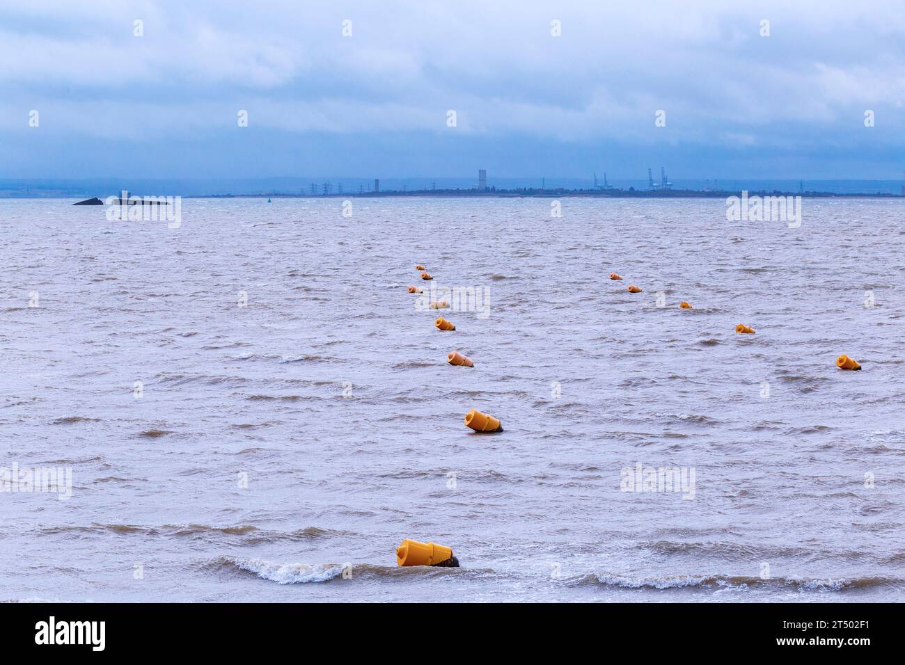 Thames Estuary During Storm CIaran with Yellow Marker Buoys and ...