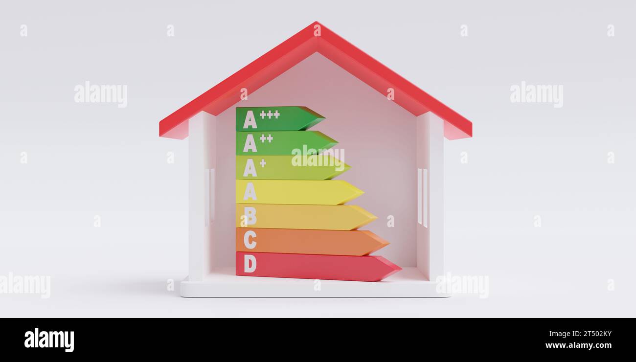 House with Energy Efficiency Label Classification inside isolated ...