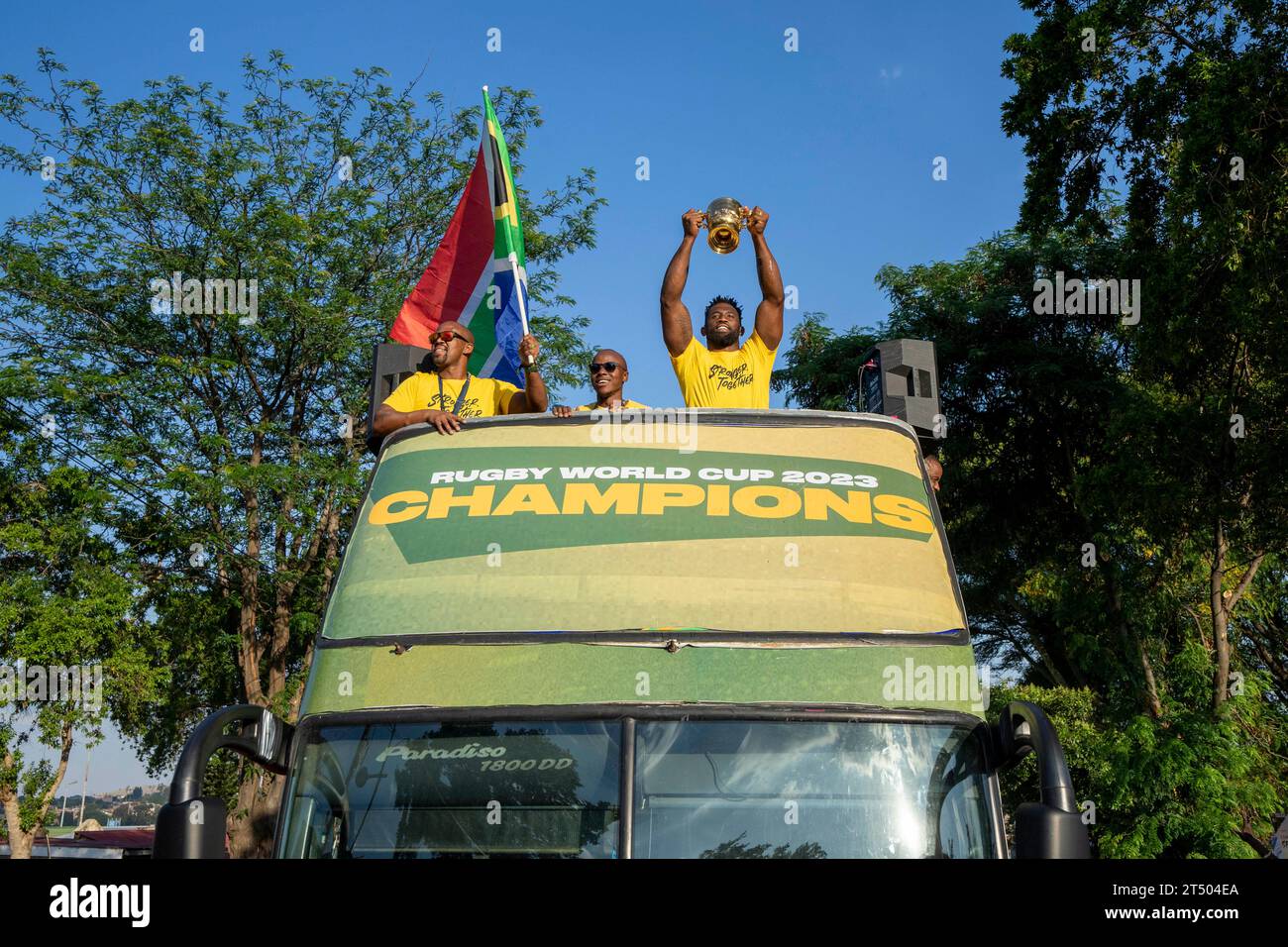 Springbok captain Siya Kolisi and his team parade through Soweto ...