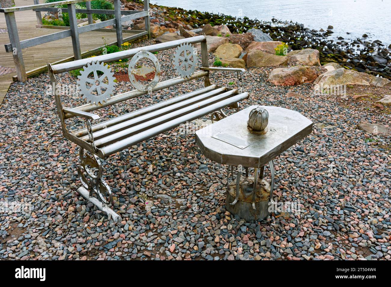 Bench and Table sculpture by Jim Malcolm, known as the Stonehaven ...