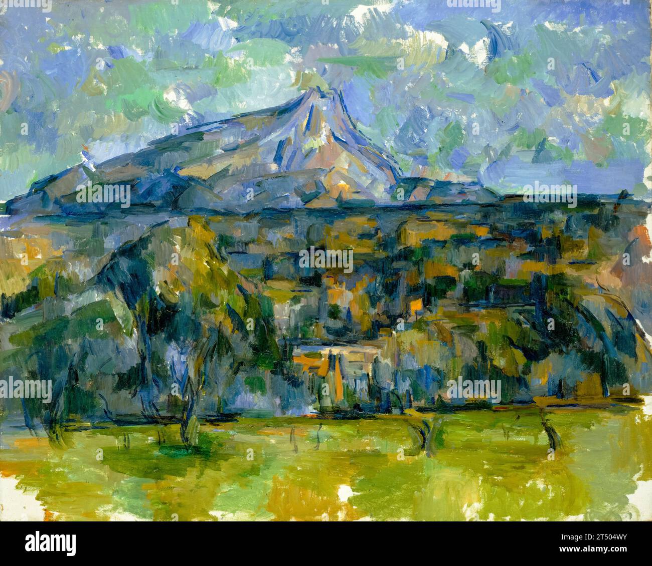 Paul Cezanne, Mont Sainte-Victoire, landscape painting in oil on canvas ...