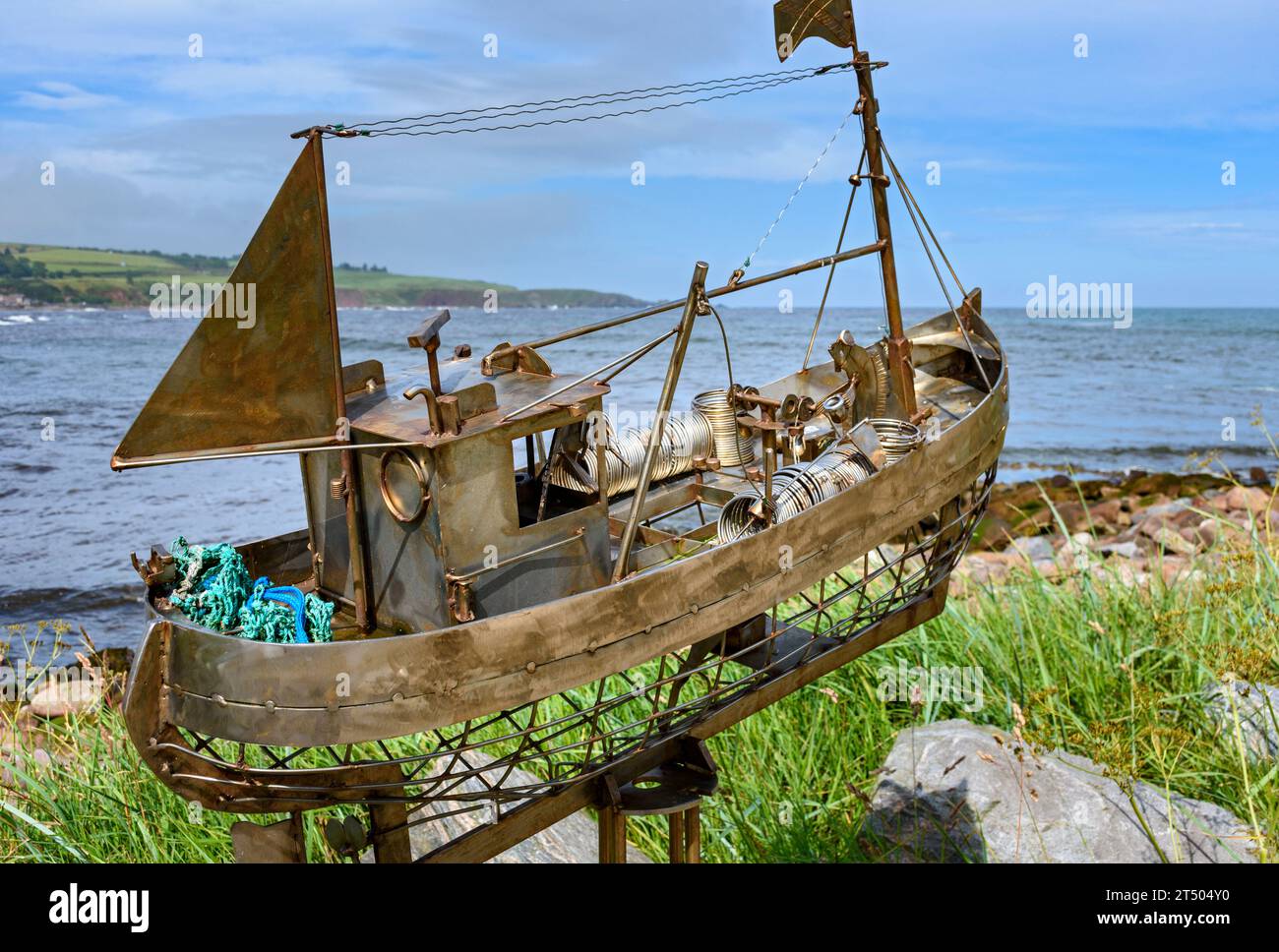 Fishing boat 'James & Seth', a sculpture by Jim Malcolm, known as the ...