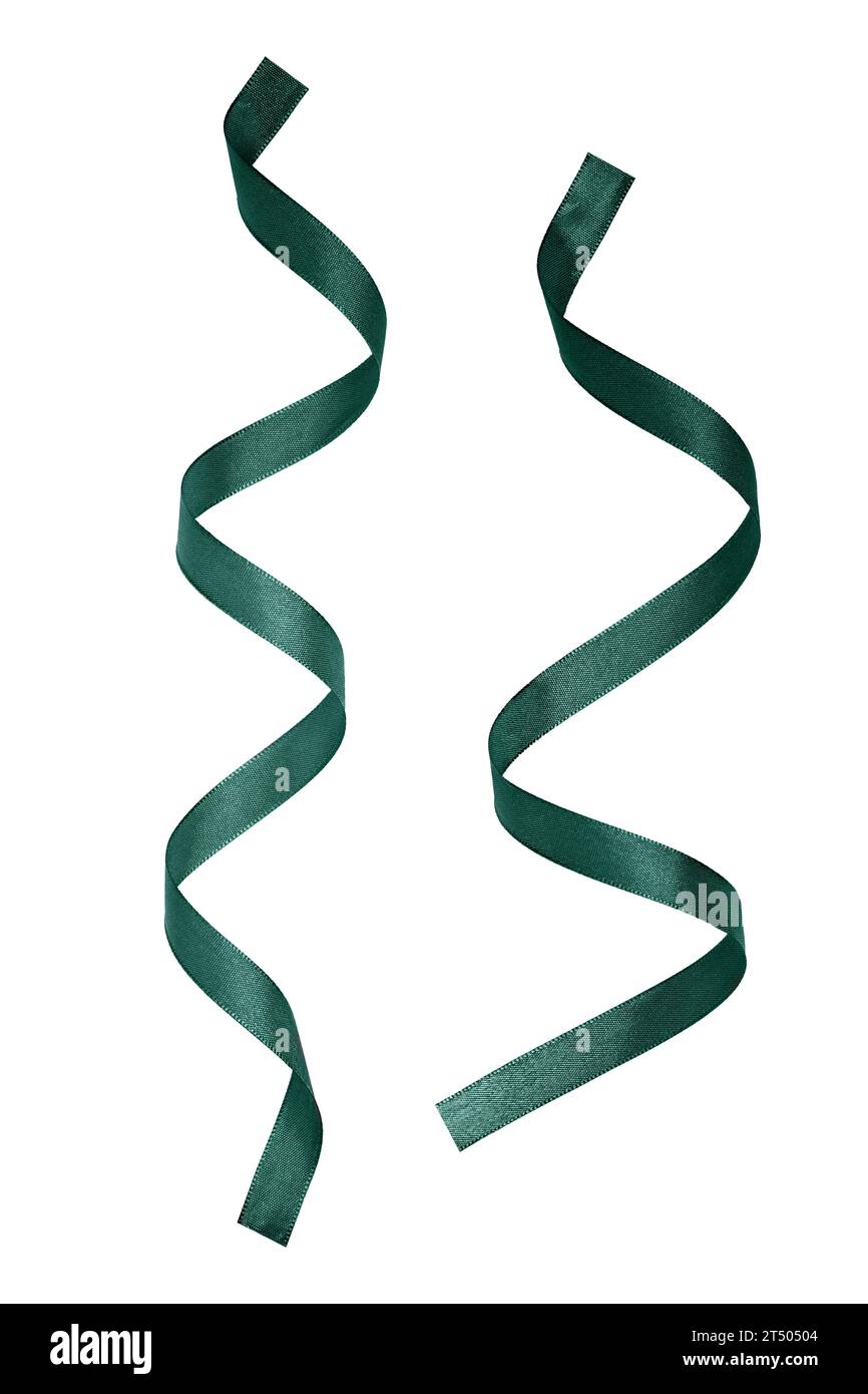 Green satin ribbon isolated on white background. Ribbon as a decorating ...