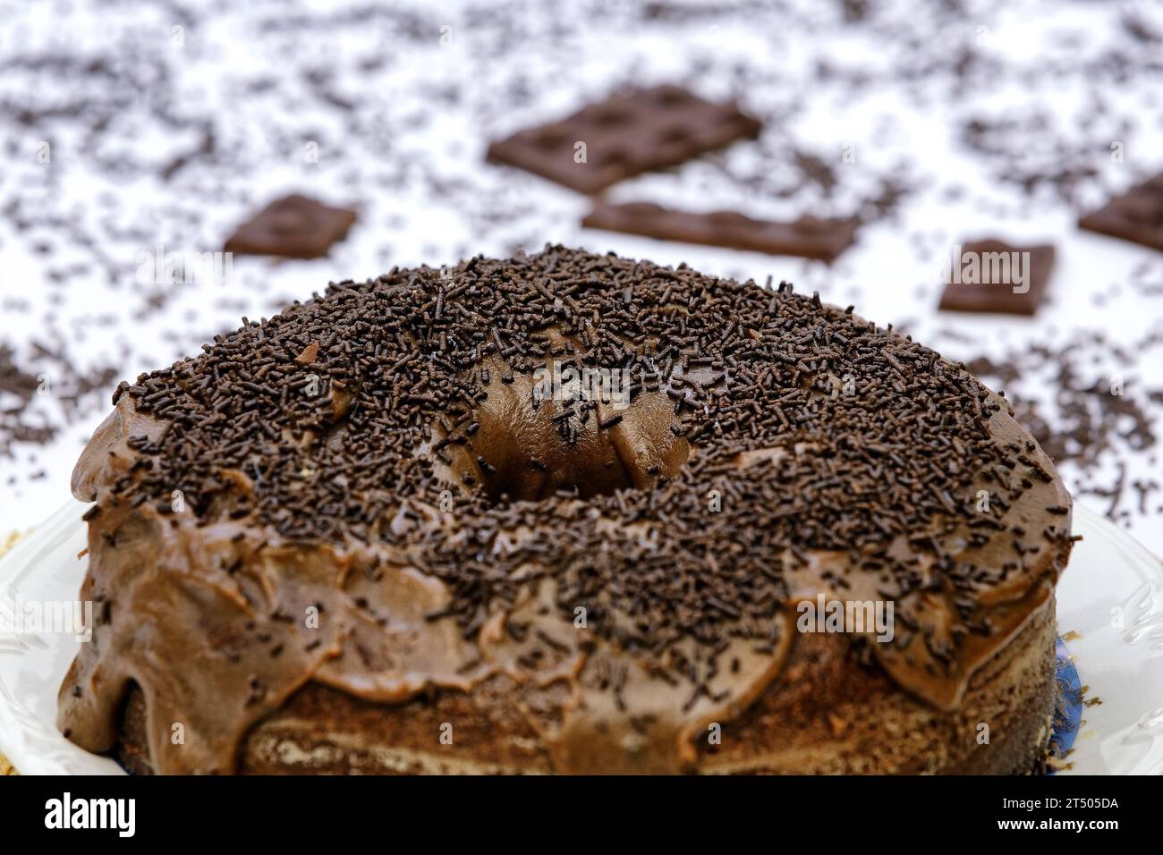 Delicious brigadeiro cake with chocolate icing, handmade and full of ...