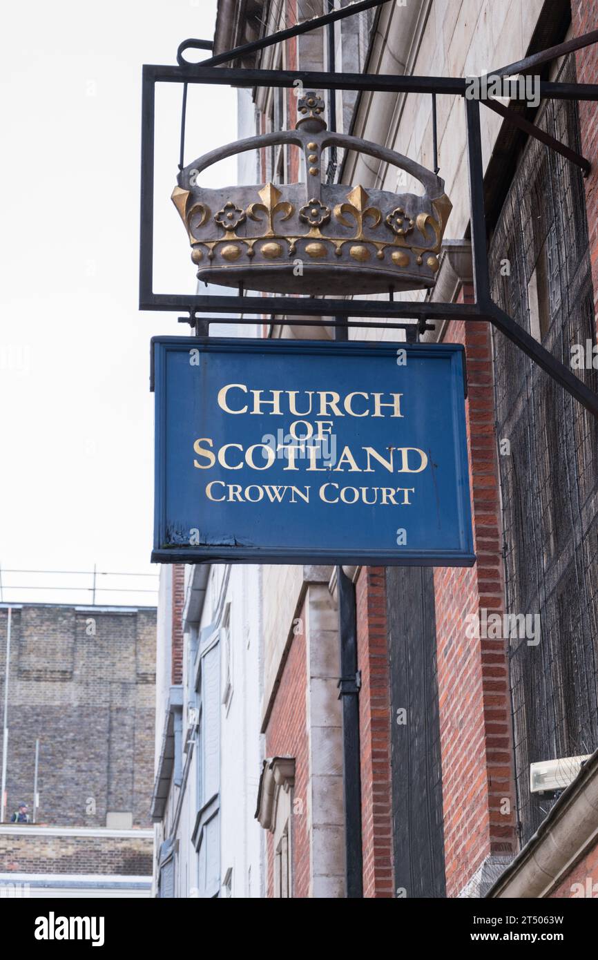 Signage outside the Church of Scotland, Crown Court, Russell Street ...