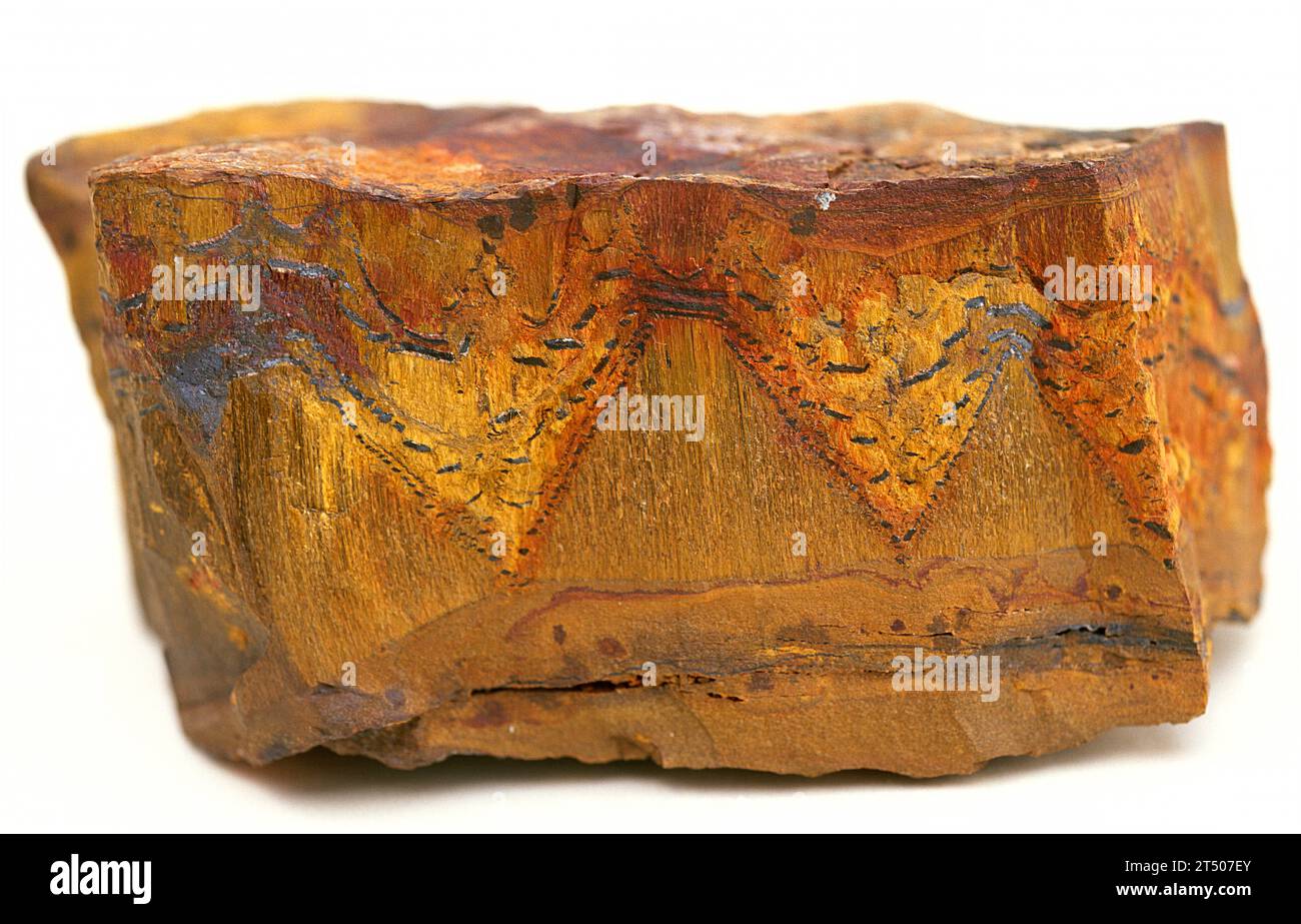 Tiger's eye is a quartz variety with iron minerals (gemstone). Natural ...