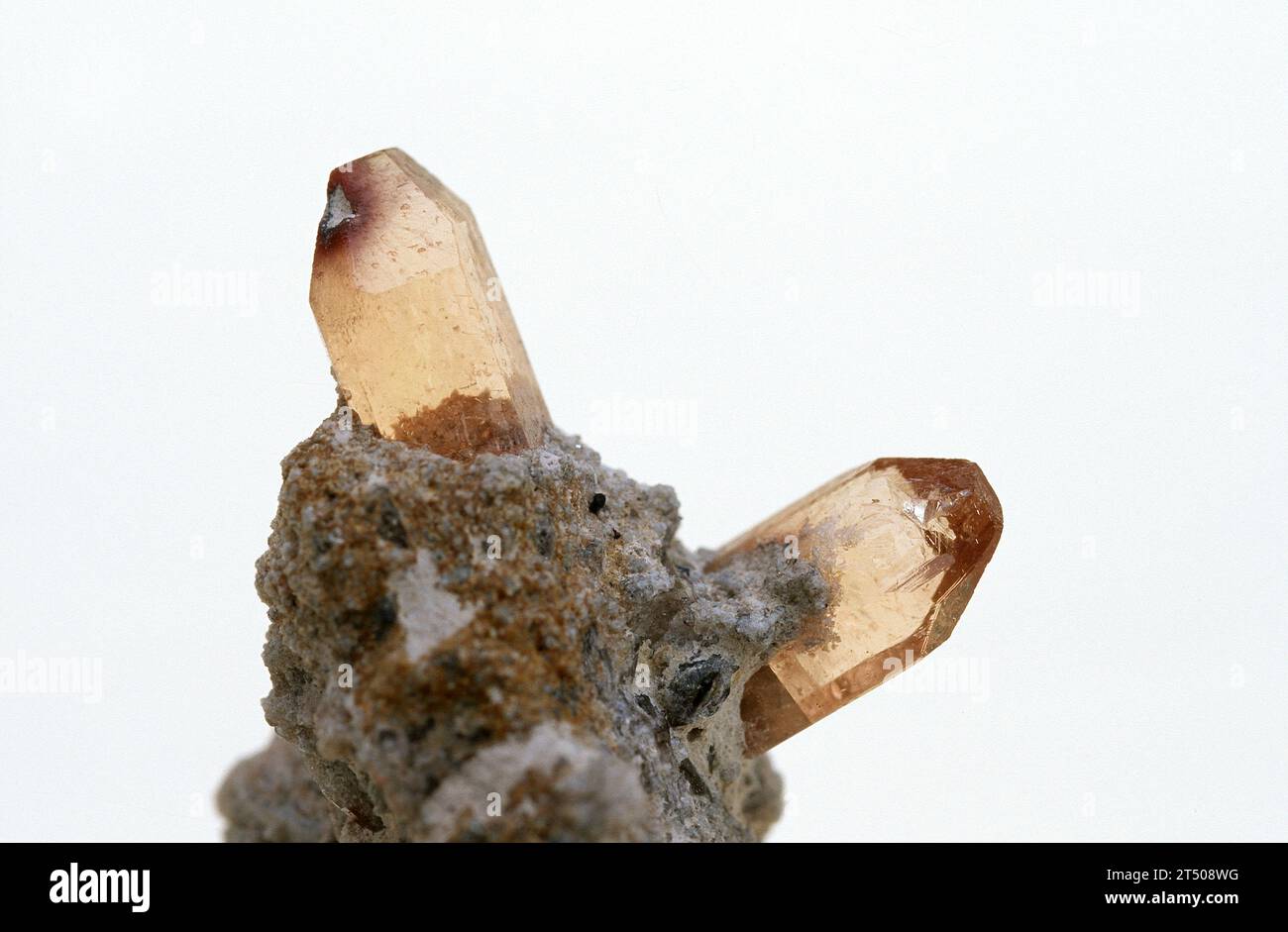 Topaz is a aluminium fluorine silicate mineral. Crystals on matrix ...