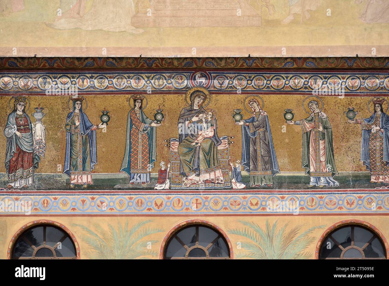Medieval mosaic on the facade, Basilica di Santa Maria in Trastevere, Rome, Italy Stock Photo ...