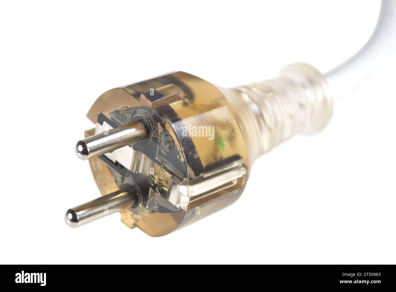 Transparent two-pin plug on white Stock Photo - Alamy
