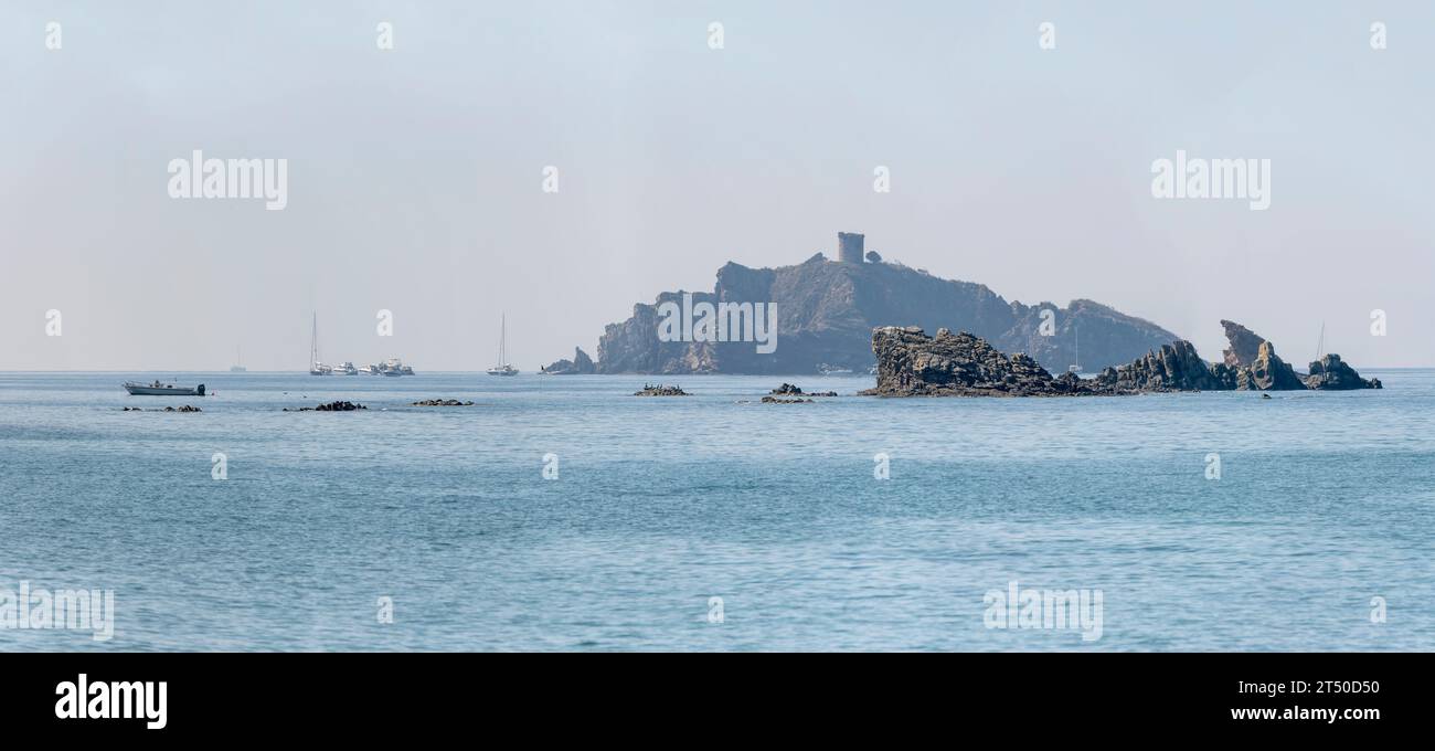 landscape with Porcelli and Sparviero cliffs at Mediterranean gulf cape ...