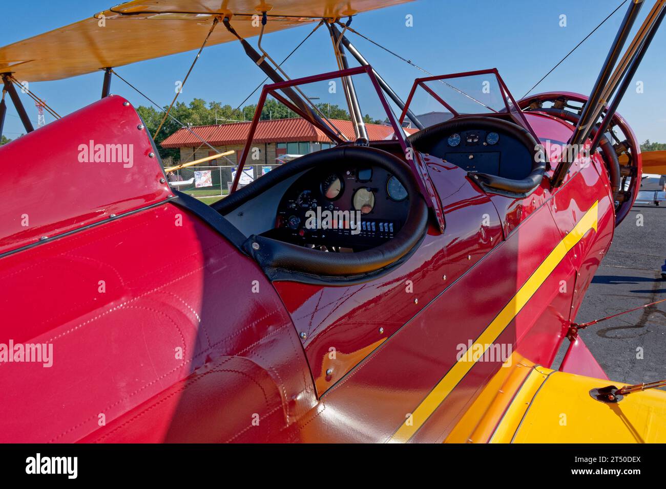 Inside view of an open cockpit on a beautifully restored vintage ...