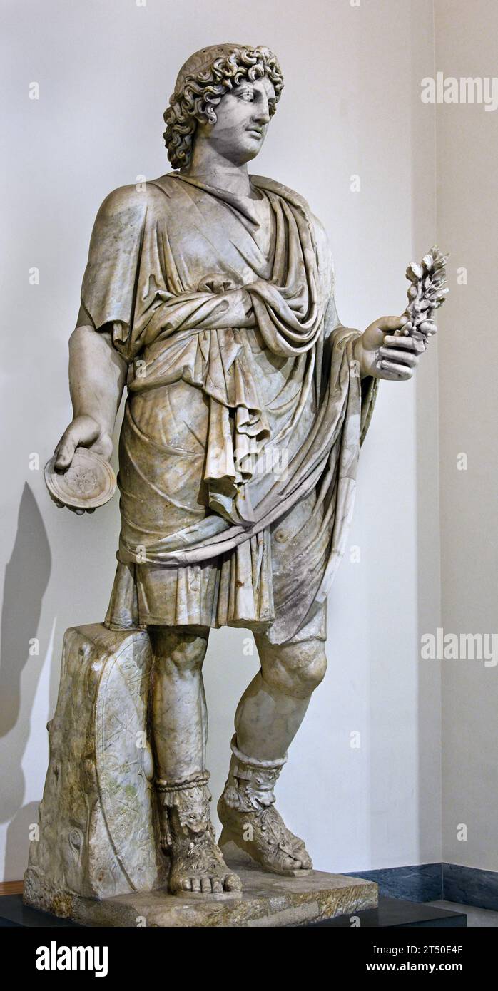 Farnese Lar, colossal Roman statue, 2nd century A.D., from the Terme di ...