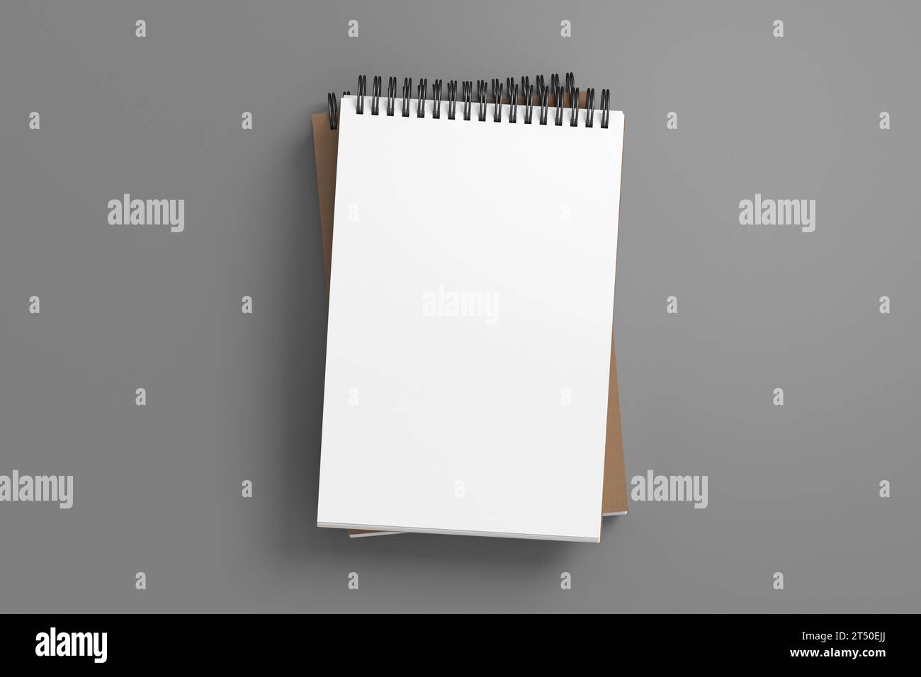 Notebook mockup. Two notebooks in a stack. Spiral notepad on gray ...