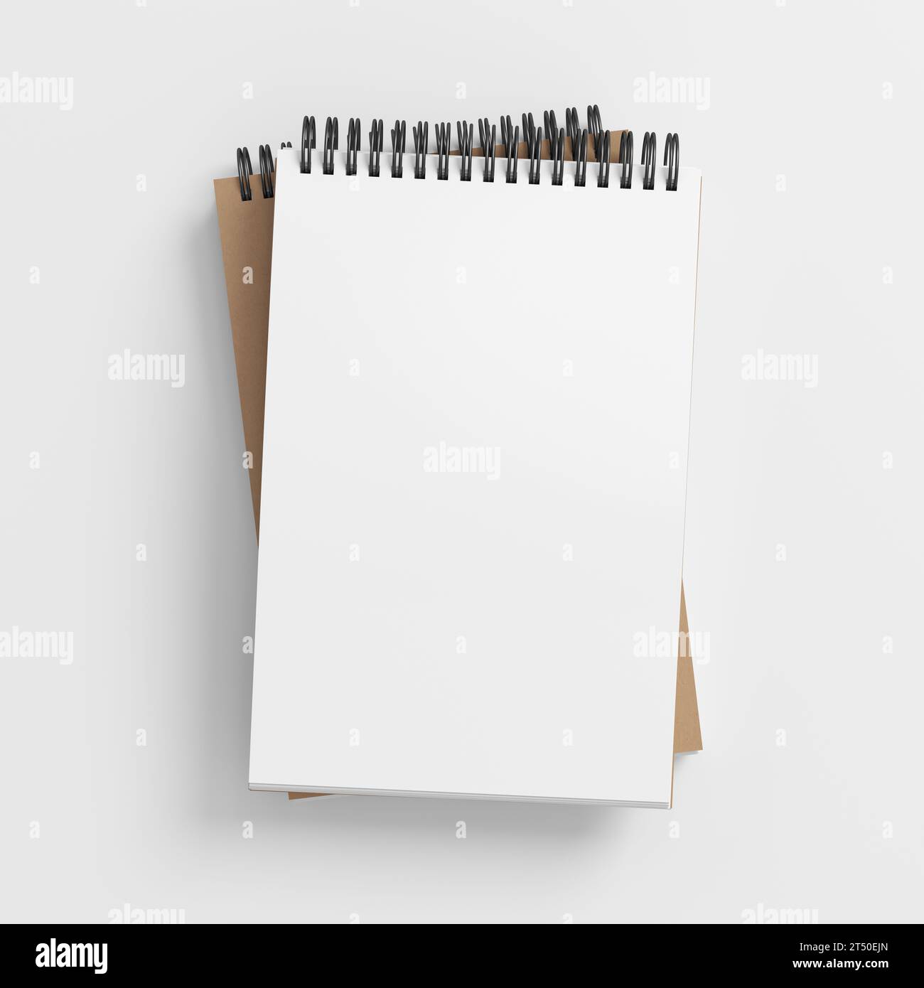 Notebook mockup. Two notebooks in a stack. Spiral notepad on white ...