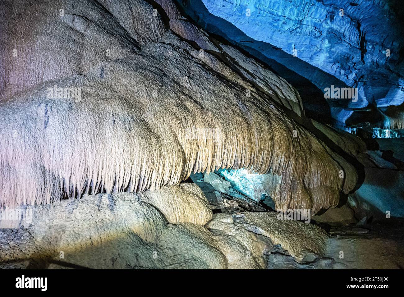 Limestone cave of stalactite and stalagmite formations, the Gruta da ...