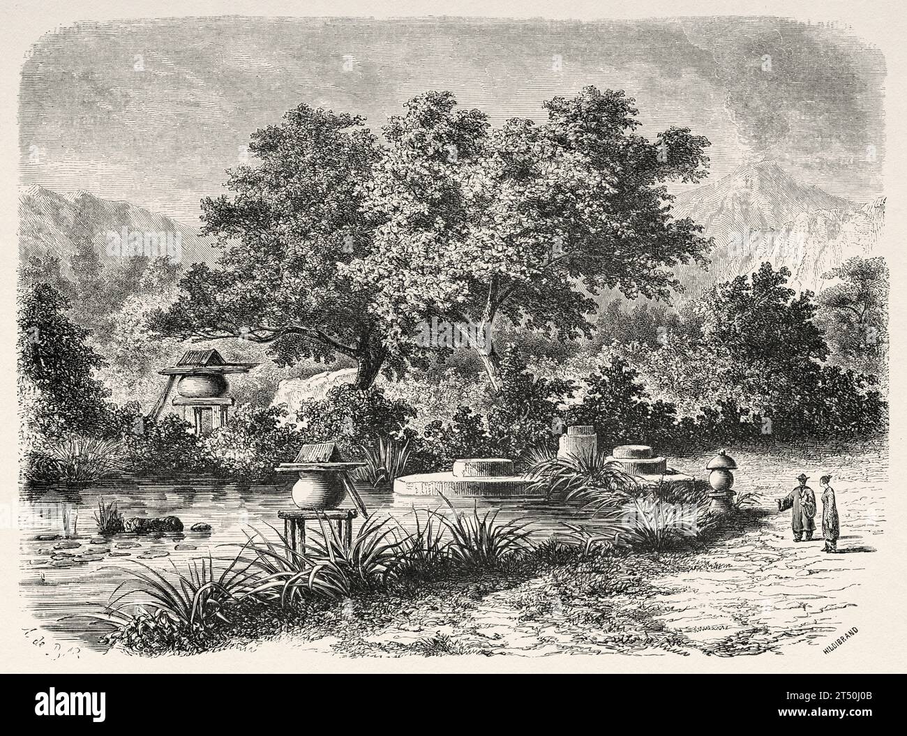 A public tea garden, Japan, Asia. Travels in China and Japan by the ...