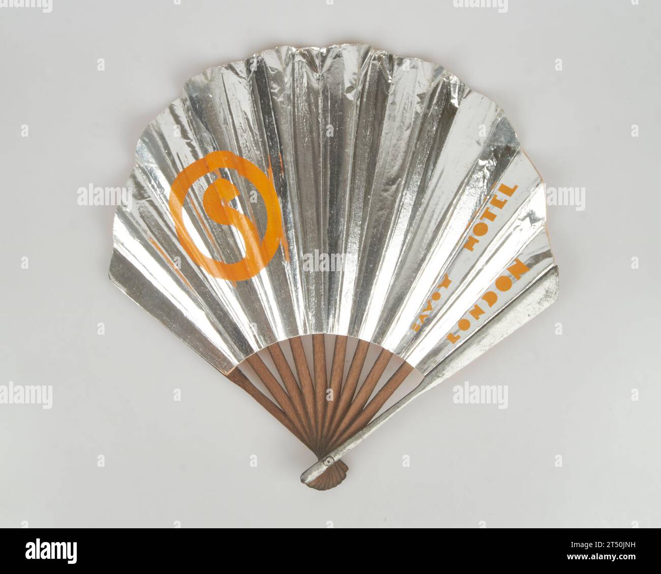 Vintage Art Deco 1930s Savoy Hotel London orange and silver hand fan ...