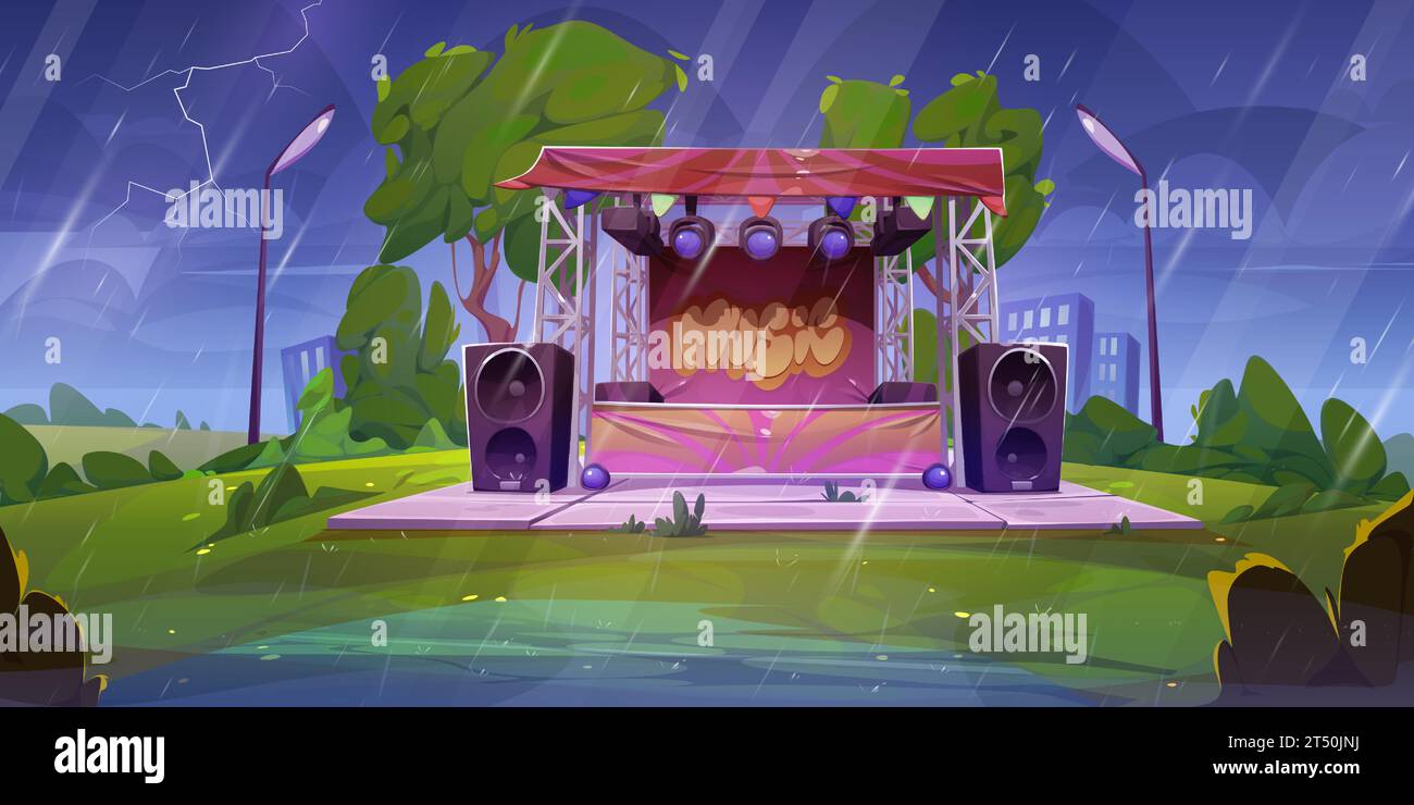 Music festival in the rain Stock Vector Images - Alamy