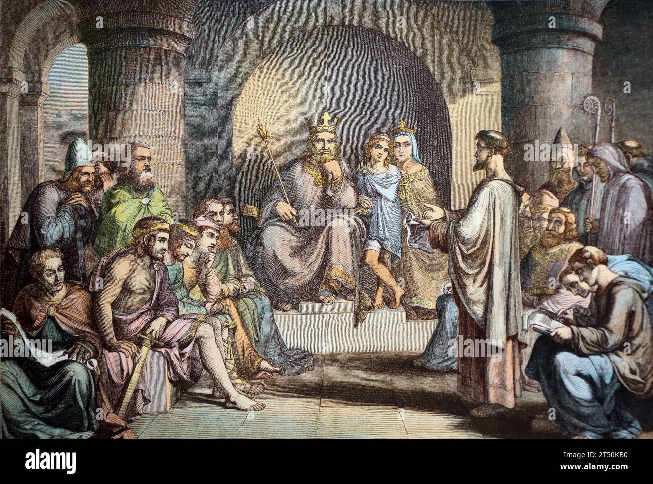 Illustration of Alfred the Great Submitting His Laws to the Witan from ...