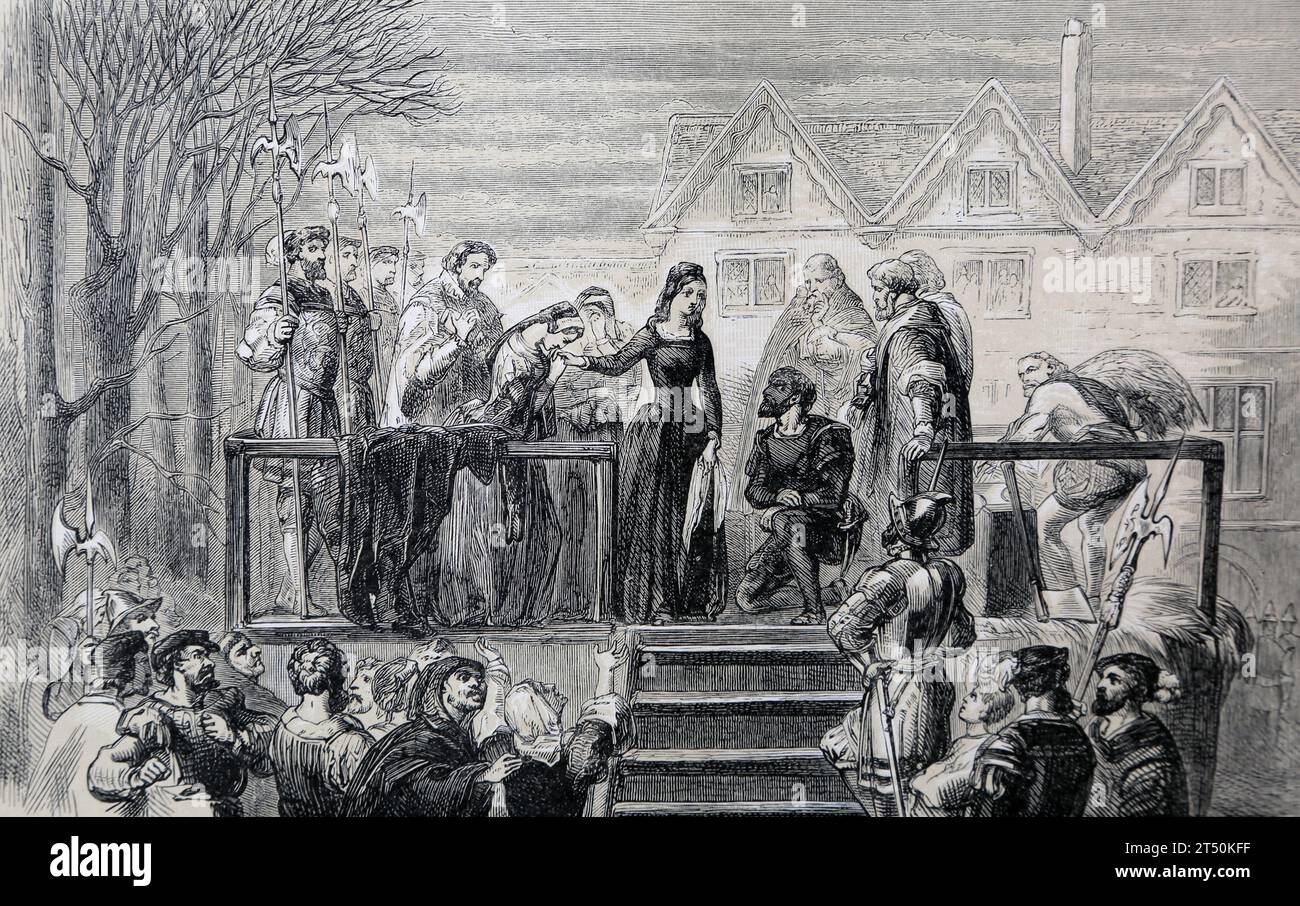 Illustration of Lady Jane Grey at the Place of Execution from The ...