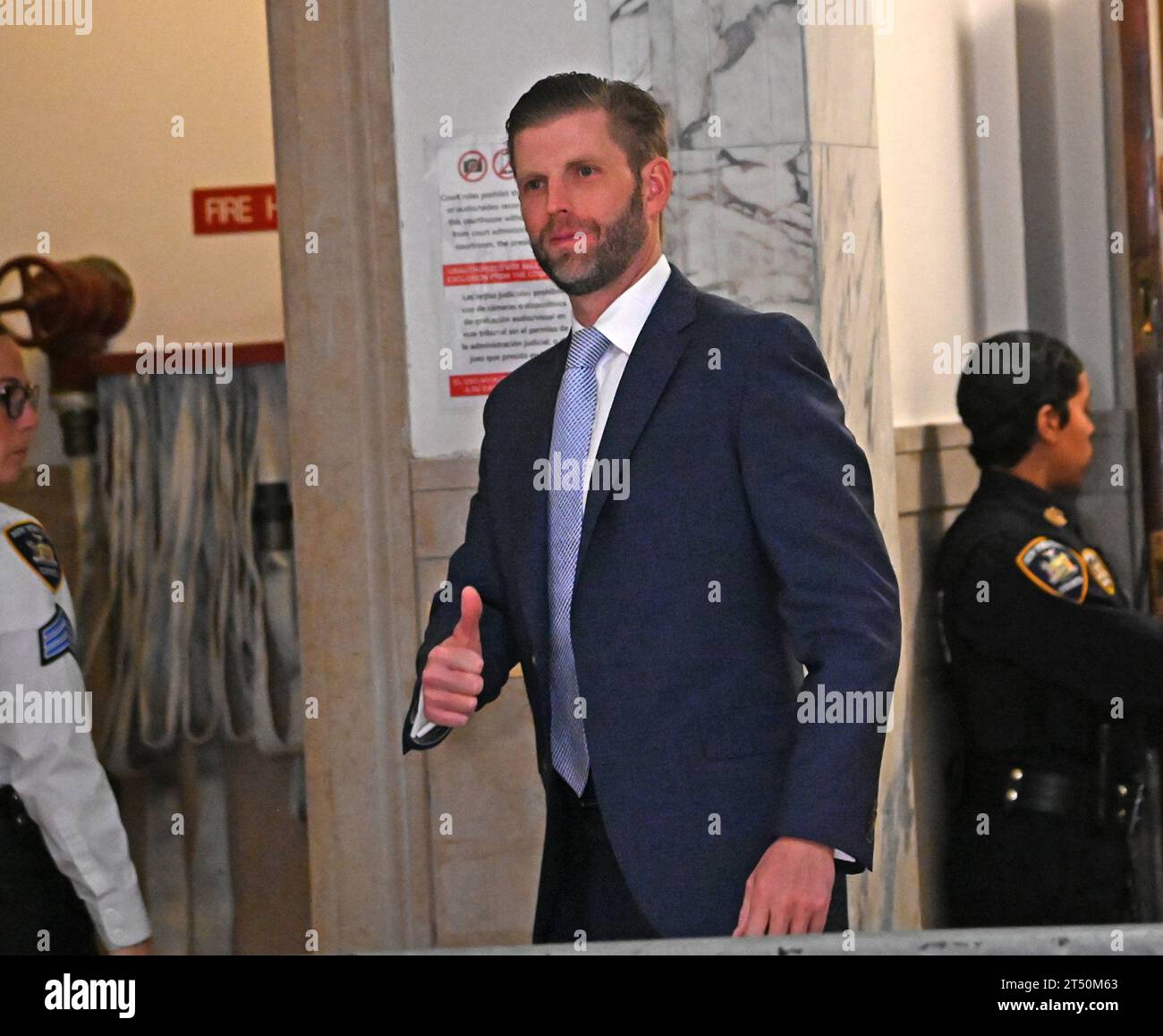 New York, United States. 30th Jan, 2020. Eric Trump exits the courtroom ...