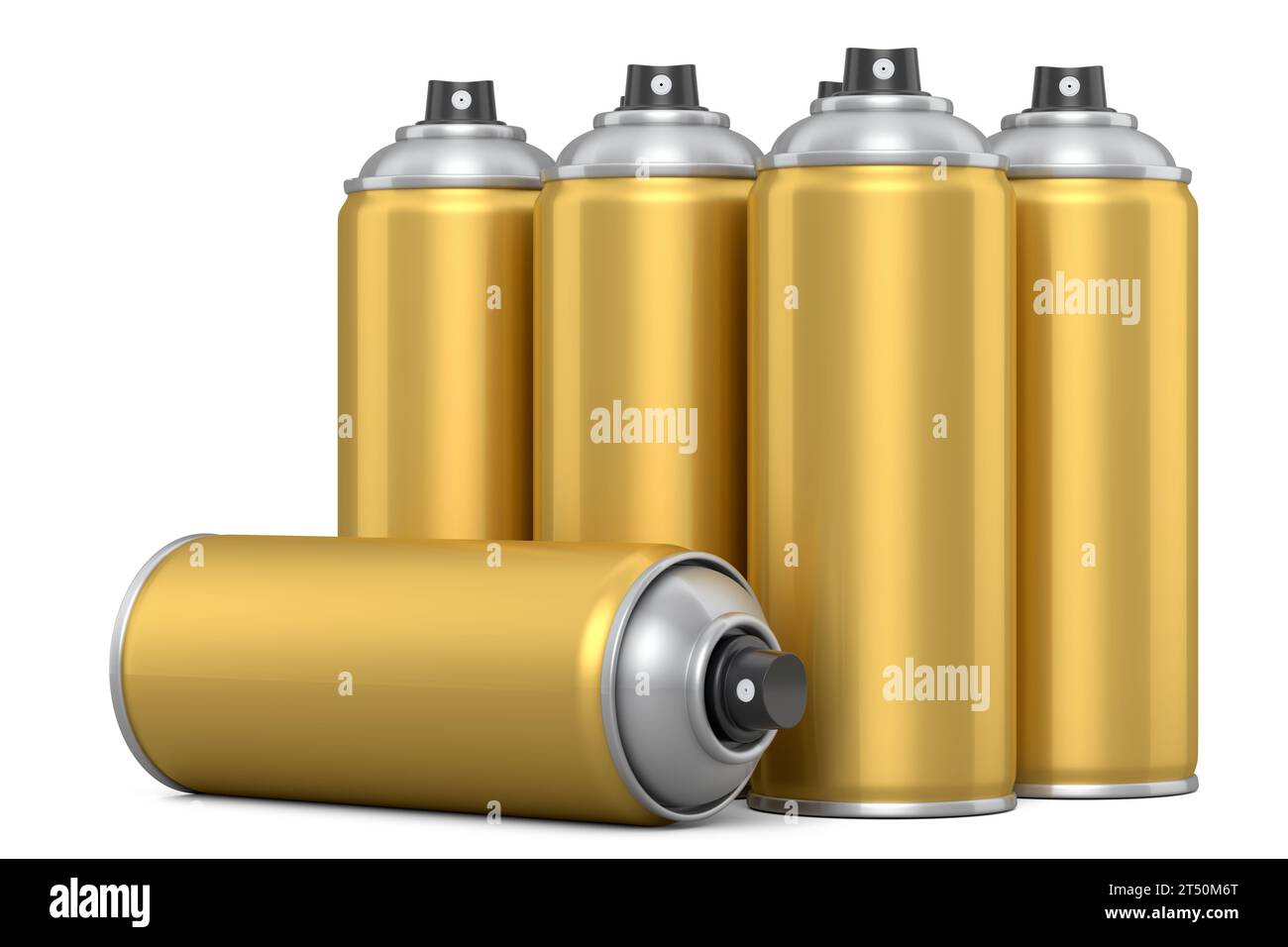 Set of spray paint cans isolated on white background. 3d render spray ...
