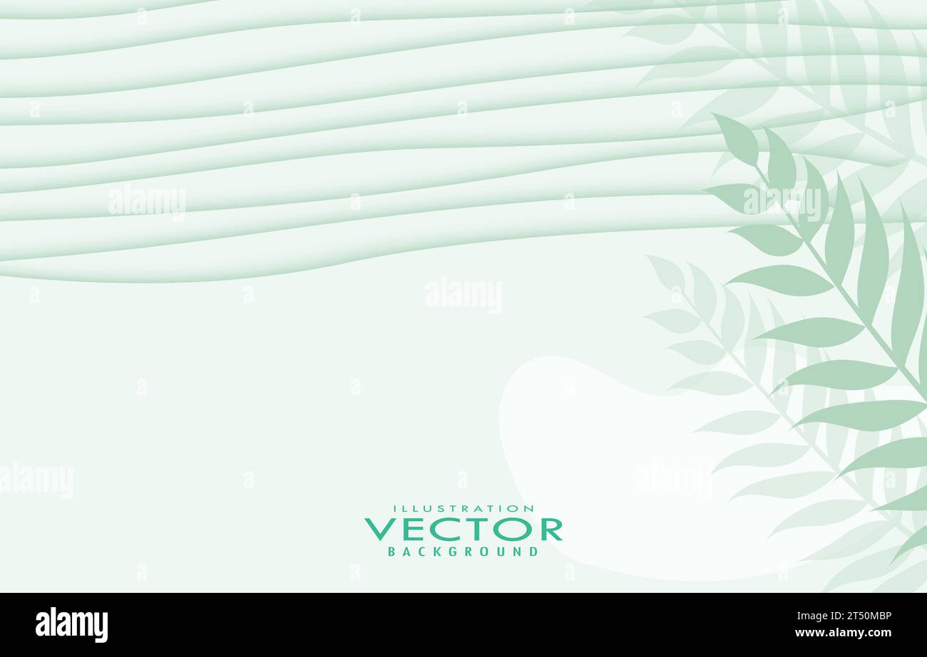 Soft green leaves on white wave background Vector Image Stock Vector ...