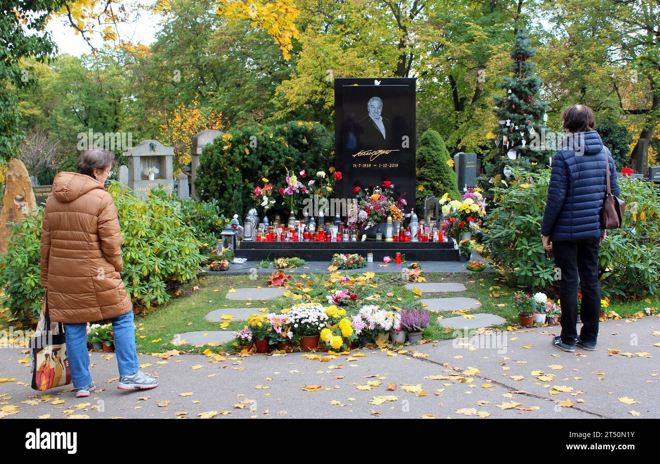 All Saints' Day at the cemetery in Malvazinky, Prague, Czech Republic ...