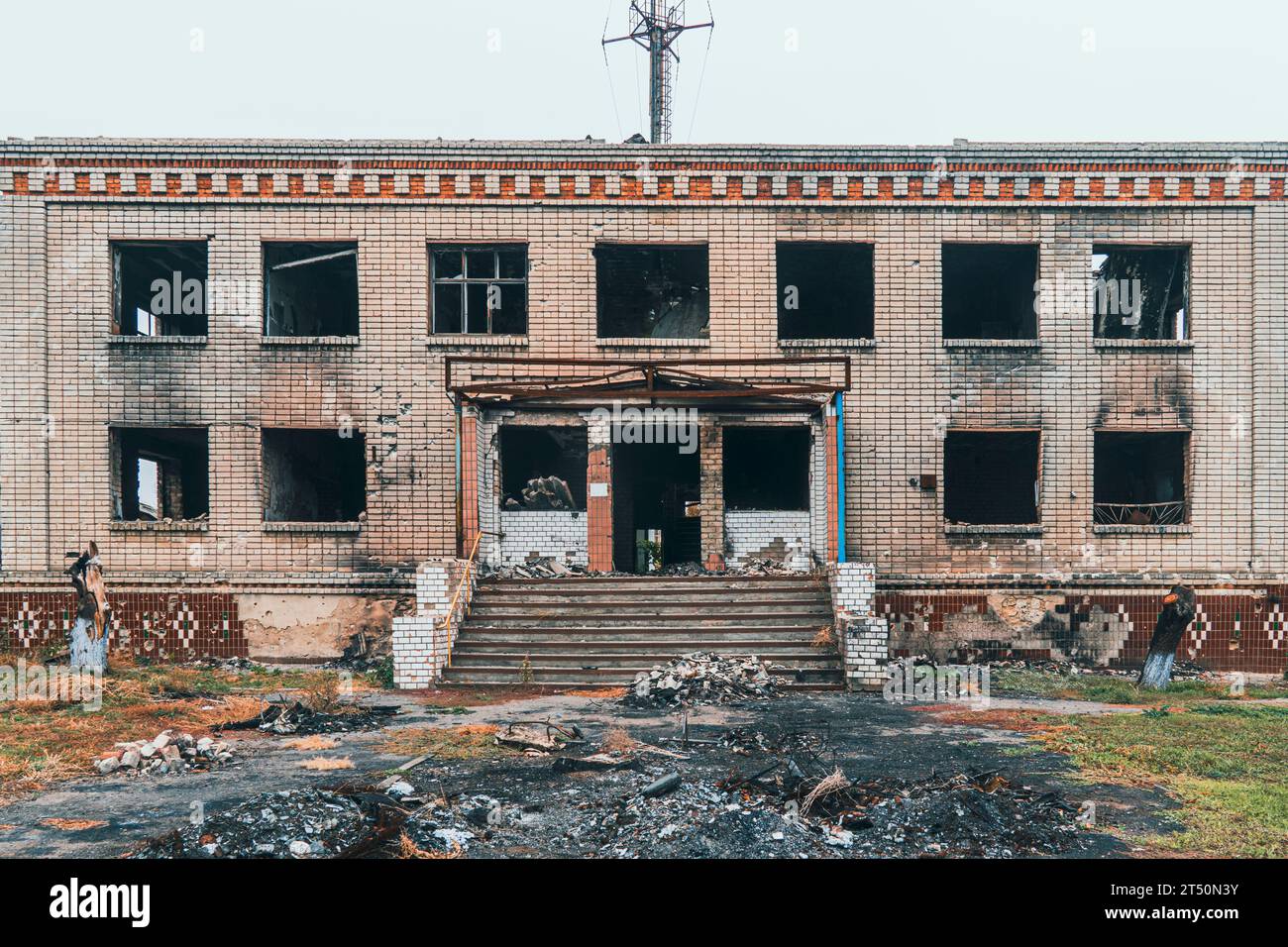 The administrative building was damaged by shelling. War in Ukraine ...