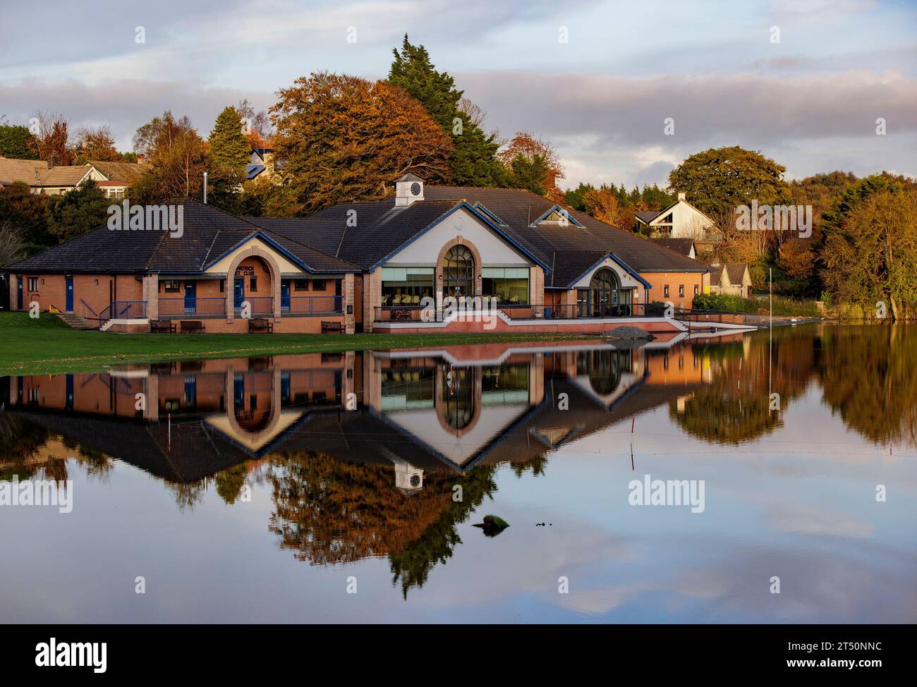 Flooded grounds of Downpatrick Cricket Club in Northern Ireland. Some ...