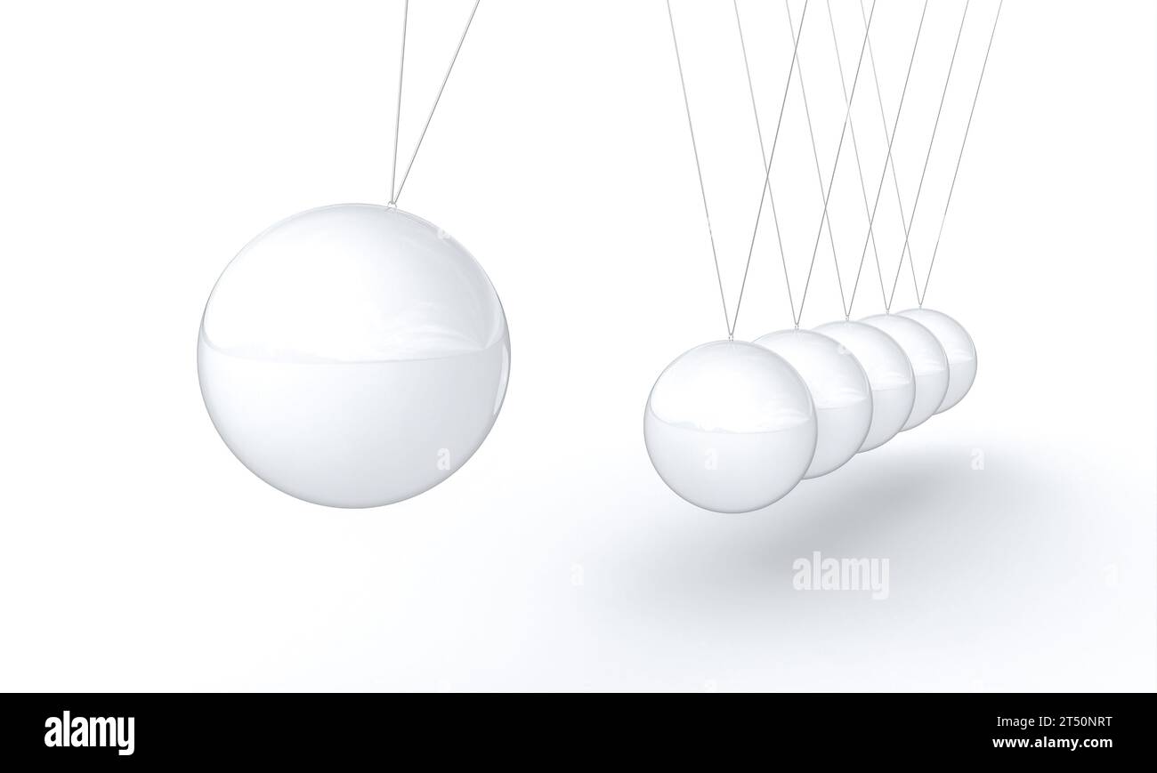 newton cradle white 3d render background Stock Photo - Alamy