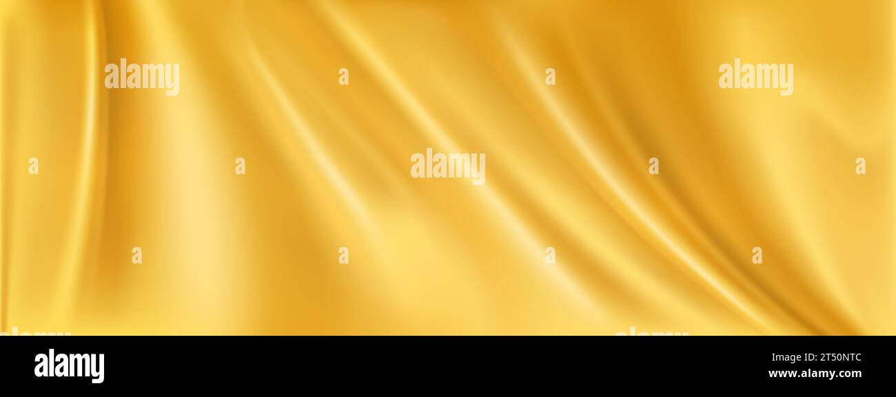 Gold silk texture, shiny yellow liquid satin cloth background. Abstract ...