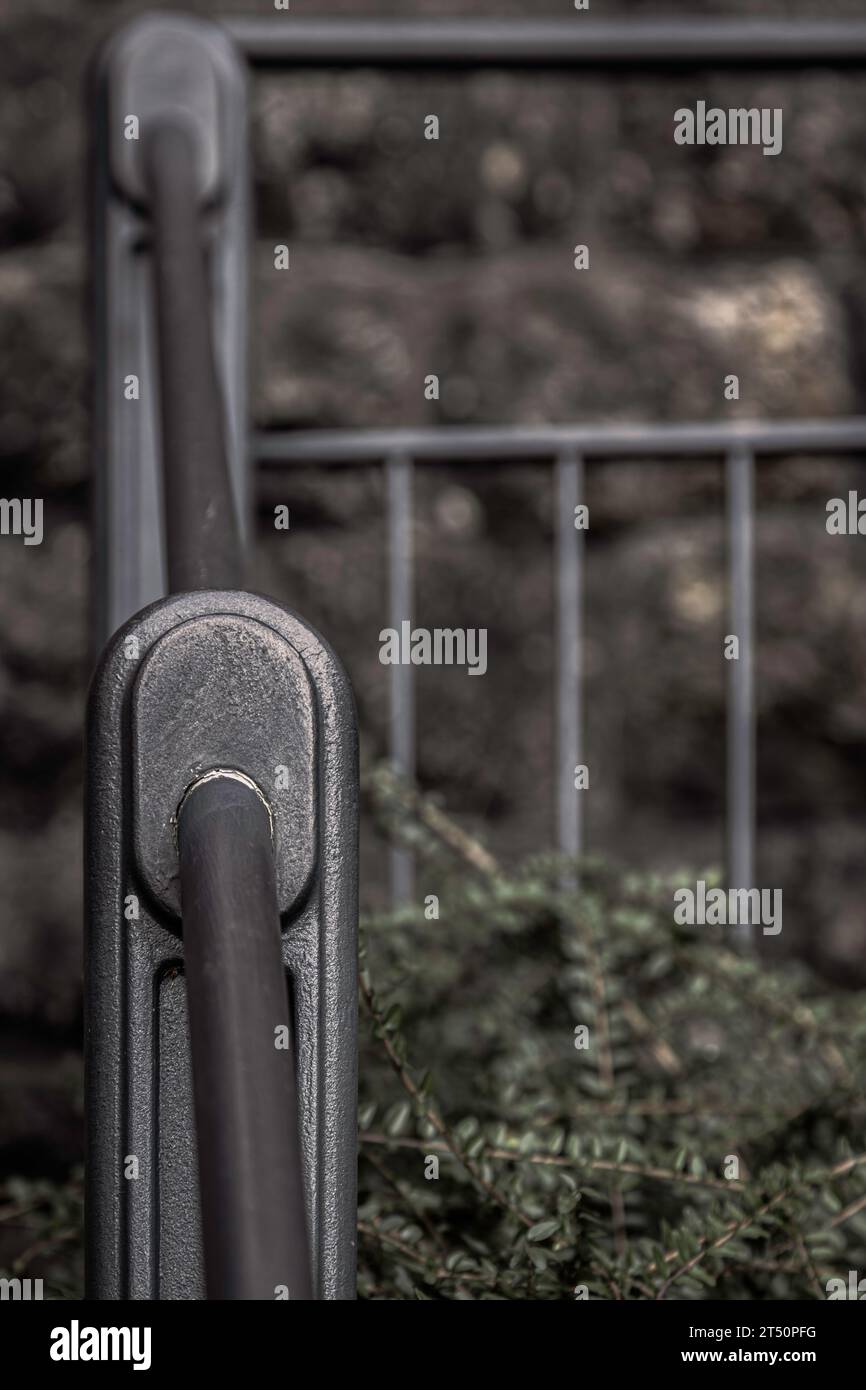 Old steel railing of a castle staircase, minimalistic photography Stock ...