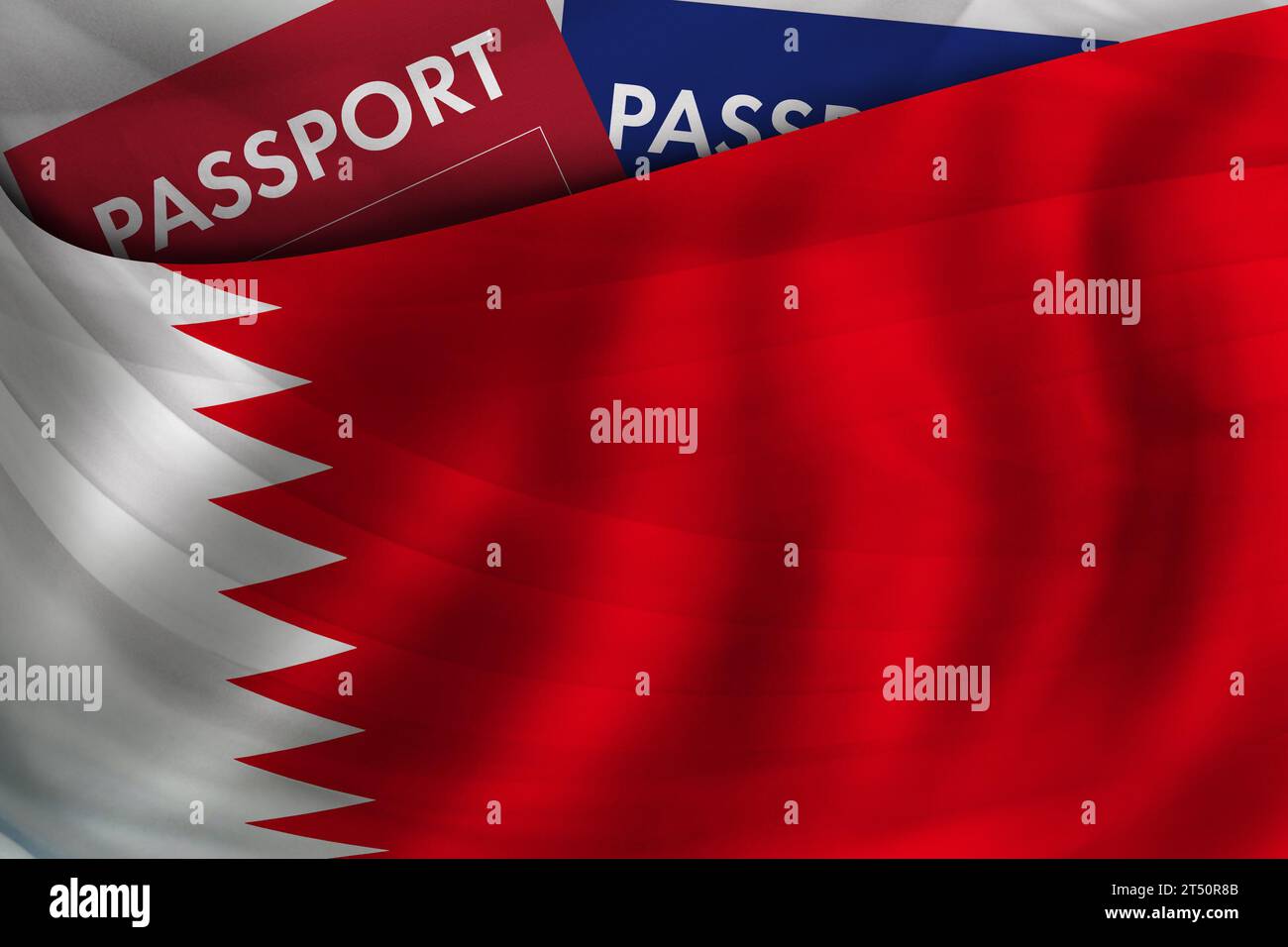 Bahrain flag background and passport of Bahrain. Citizenship, official ...