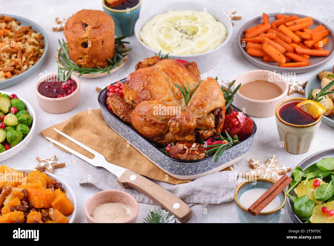 Christmas festive dinner with traditional dishes Stock Photo - Alamy